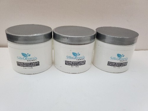 SILK GENESIS SHUNGITE DIVINE BODY CREAM 4 oz. Lot Of 3 Coconut, Sugar ...