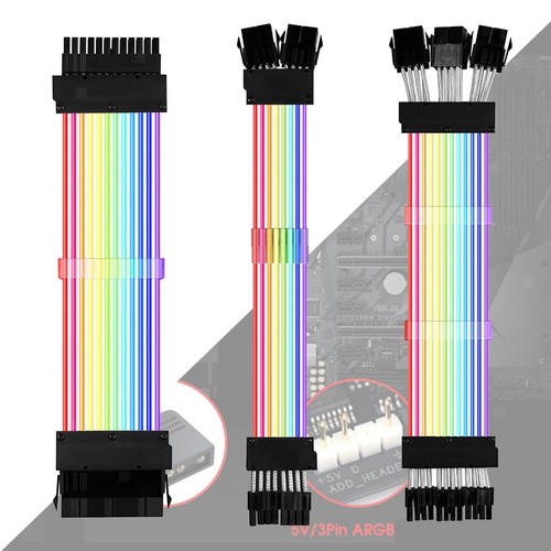 8 Pin RGB Cable Cables E Length Sleeved Accessory Pin Cable Kit for ...