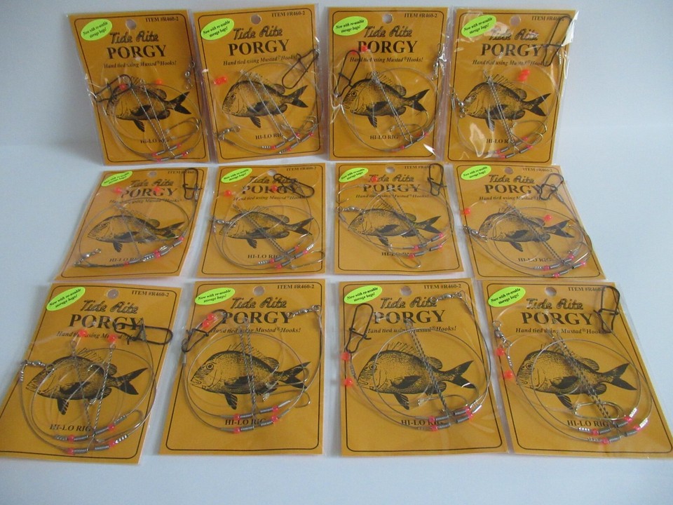 12 PORGY - SCUP RIGS 2 DROP BEADED HI-LO TIDE RITE RIG SALTWATER ...
