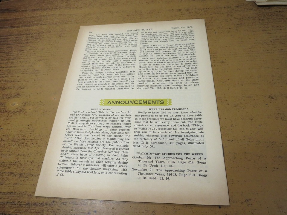 the WATCHTOWER Jehovah's Witness Journal 1969 October 15 | eBay