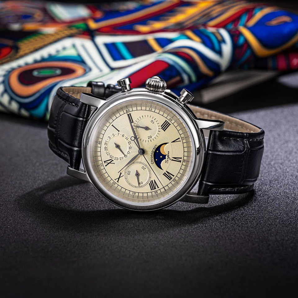 Seagull 1963 Sugess Gold SWAN NECK MoonPhase Master Chronograph Watch ...