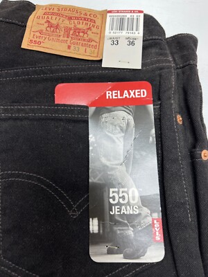 LEVI'S Mens 550 Relaxed Fit Black Jeans NEW 29 to 52 Waist Sizes Free ...