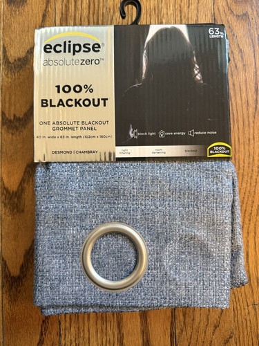 eclipse absolute zero Blackout Curtains 40” X 63” Desmond Chambray ...