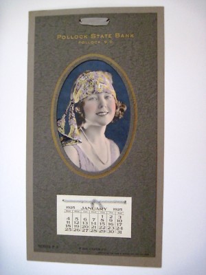 1925 January Ad Calendar for "Pollock State Bank" w/ Gorgeous Picture ...
