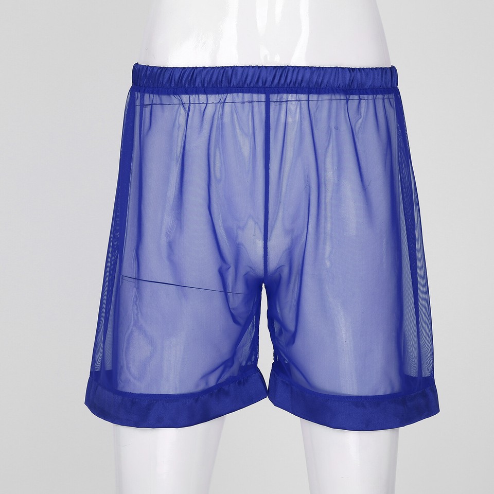 Men See-Through Boxer Shorts Loose Loose Underwear Sheer Mesh Trunks ...