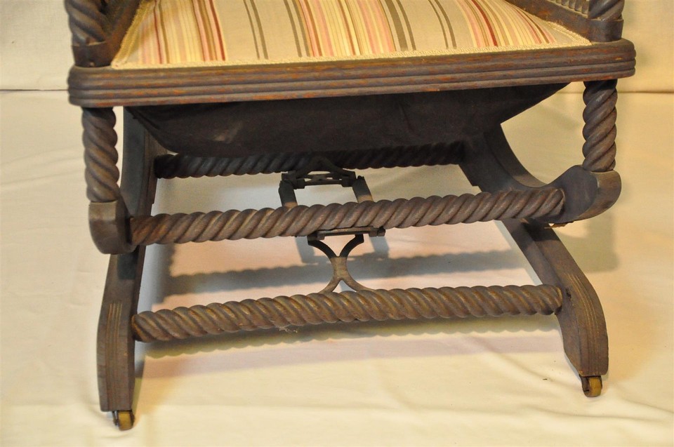 Original George Hunzinger Barley Twist Oak Platform Rocker Rocking ...