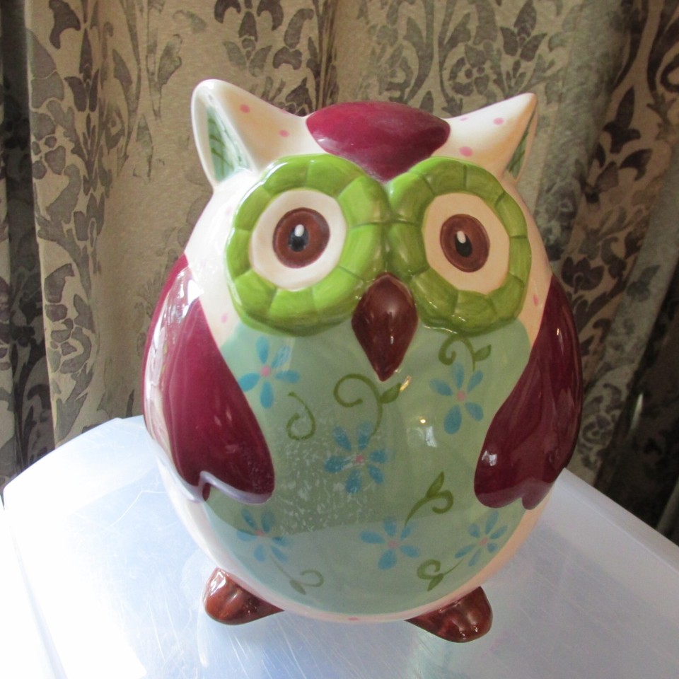 Pier 1 Ollie the Owl Bank 6.5-Inch-Tall Polka Dots with Floral Belly ...