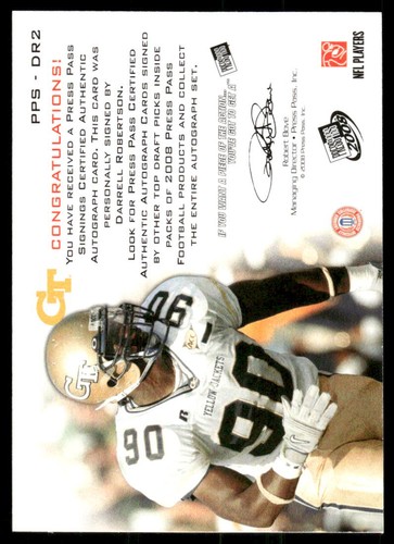 Darrell Robertson Auto 2008 Press Pass #PPS-DR2 46979 | eBay