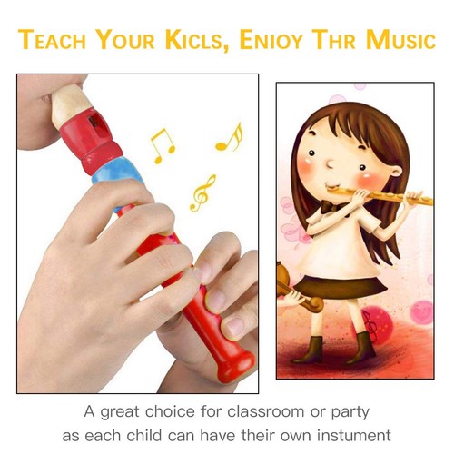 2 pcs Small Wooden Recorders for Toddlers, Colorful Piccolo Flute for ...
