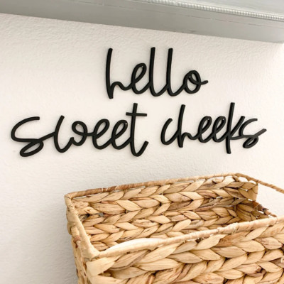 hello sweet cheeks bath sign cut out word art farmhouse wall decor MDF ...