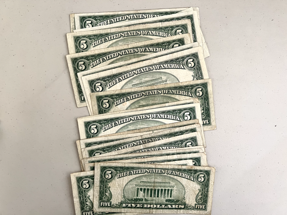 1953 STAR NOTE Five Dollar Blue Seal Note Silver Certificate Old US ...