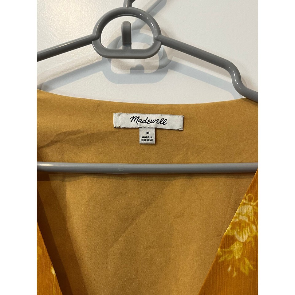 Madewell Ruffle-Sleeve Button-Front Dress in Tonal Botanical Size 10 ...