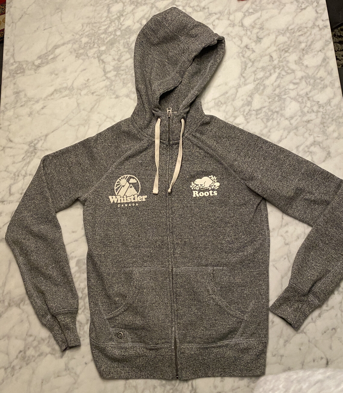 Roots Canada Whistler British Columbia Full Zip Salt Pepper Hoodie Size ...