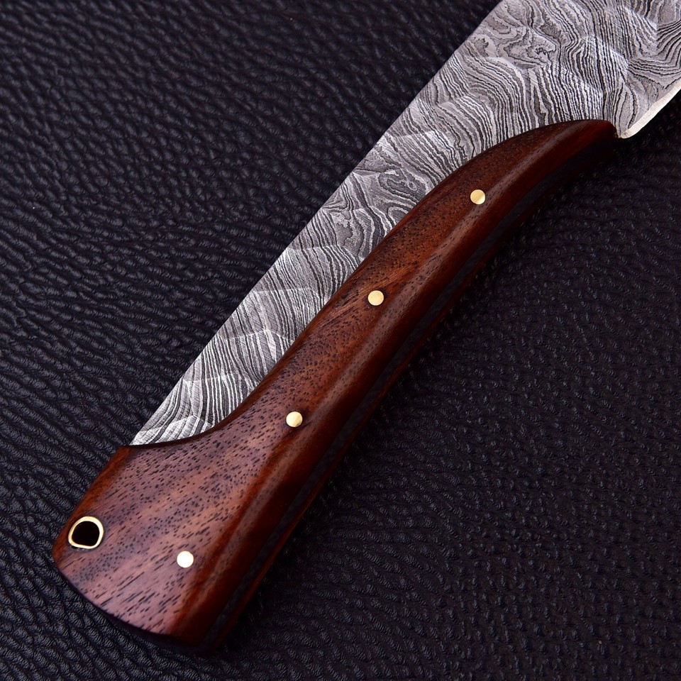 12" Ridged Unique Damascus Steel Hunting Full-Tang Drop Point Bowie ...