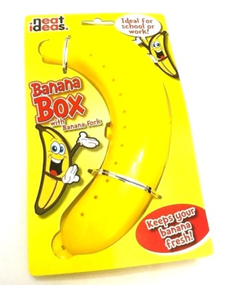 2 x PLASTIC BANANA CONTAINER CASE HOLDER BOX FOOD KIDS LUNCH FRUIT ...