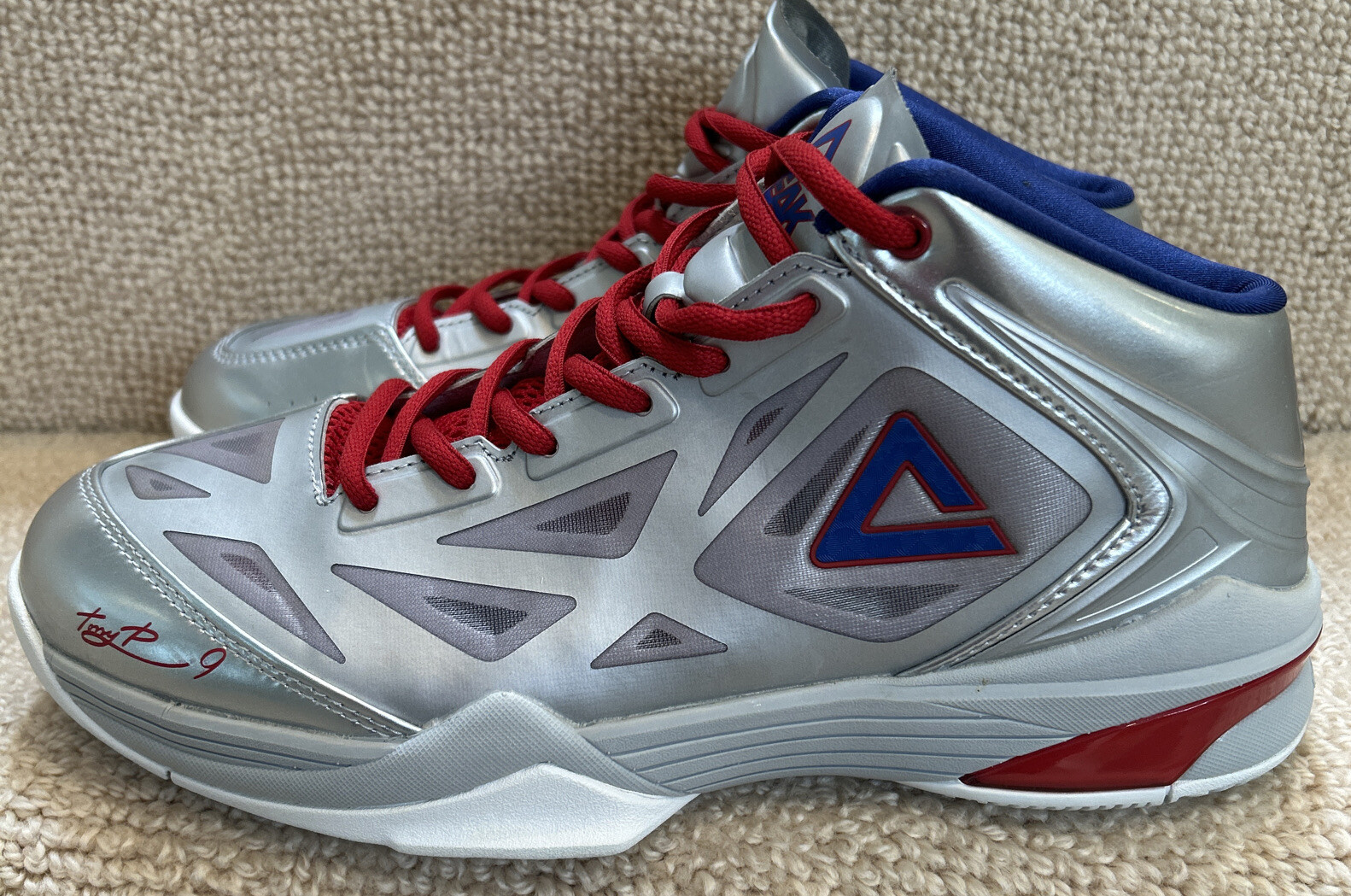 RARE🔥 PEAK FIBA SAMPLE Shoes Silver Volt Signature S… - Gem