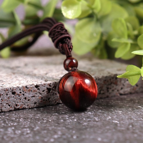 Natural Red Tiger's Eye Stone 16mm Bead Pendant Necklace Healing ...
