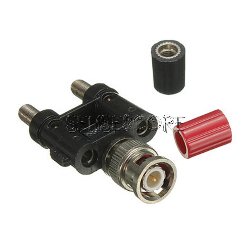 BNC Male Plug to Two Dual 4mm Banana Jack Binding Coaxial Adapter ...