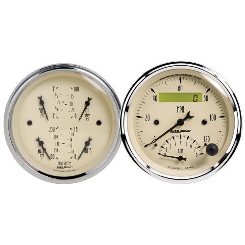 Auto Meter 1820 2-Pieces 3-3/8" Gauge Kit - Quad/Tach/Speedo, Antique ...
