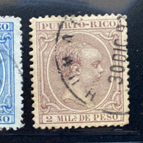 Puerto Rico 1890s, Sello Alfonso XIII, 2 MILs., Cancelled / Postmarked ...