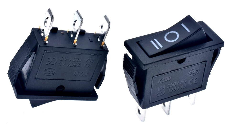 On Off On Rocker Switch 3 Position SPDT Rectangular Black for Car Dash ...