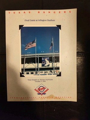 Texas Rangers Final Game Arlington Stadium Oct 3, 1993 Commemorative ...