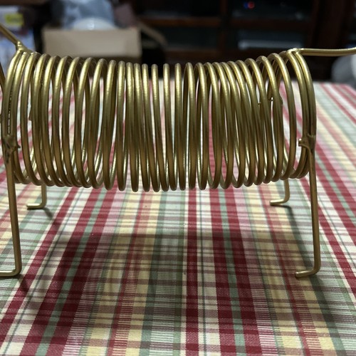 Vintage Desk Top Brass Colored Metal Letter Mail Holder Coiled Folder ...