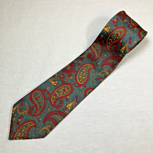 D'Zio Skinny Tie Paisley with Horns Necktie Silk 55.5" x 2.5" Vintage ...