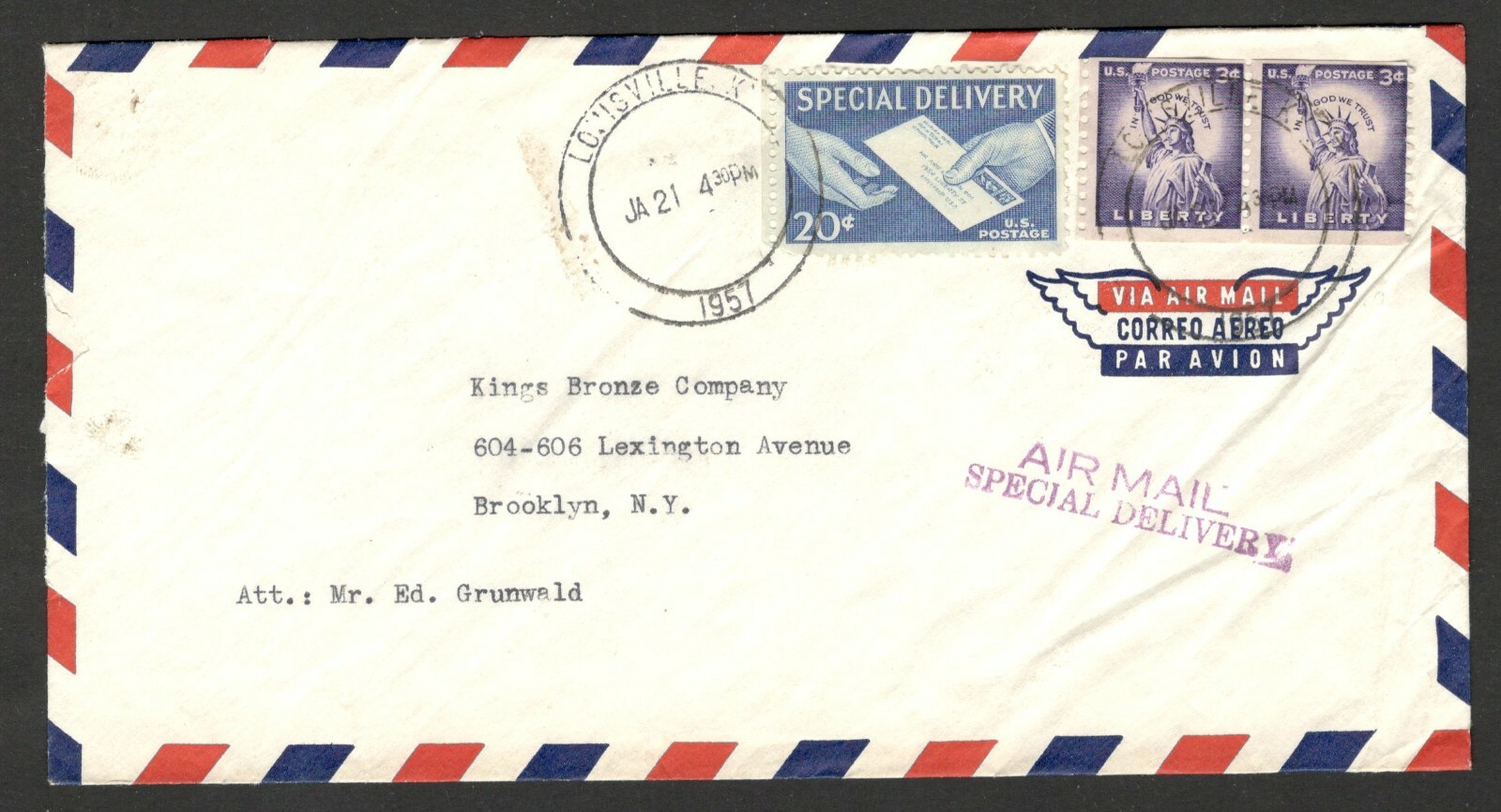 USA-AIRMAIL LETTER - SPECIAL DELIVERY , BROOKLYN - 1957. | eBay