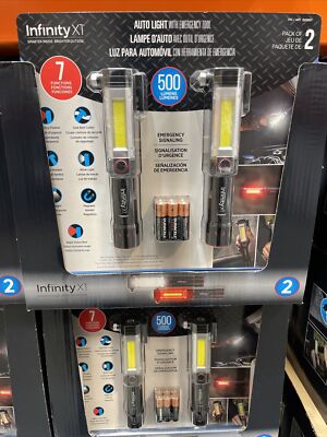 Infinity X1 Auto Light with 7-in-1 Emergency Tool 2 pack + 6 AA ...