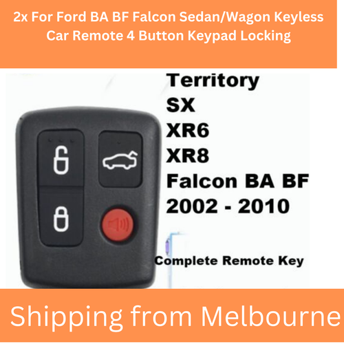 2X Complete Remote Key Fob 4 Button 433MHz for Ford BA BF Falcon Sedan ...