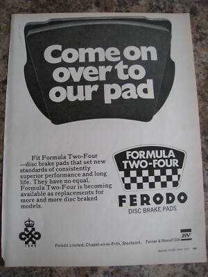 COME ON OVER TO OUR PAD FERODO DISC BRAKE PADS 1970 ADVERT A4 FILE 33 ...