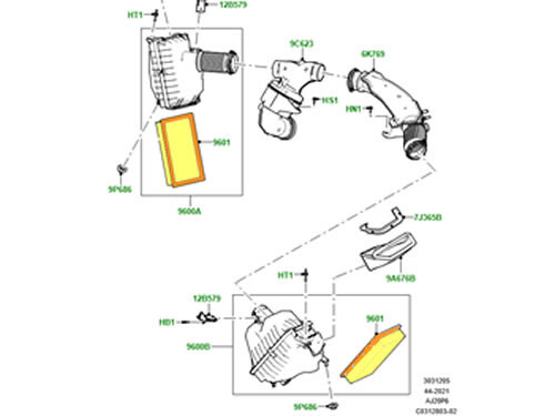 LAND ROVER AIR FILTER RANGE ROVER 22 ON SPORT 23 ON LR152100 | eBay