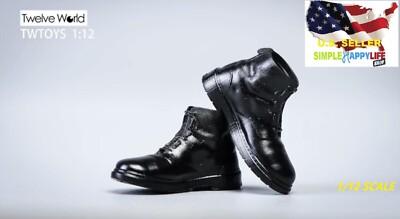 1/12 Scale Men's Black Shoes Boots Model C For 6'' Male Figure PHICEN ...