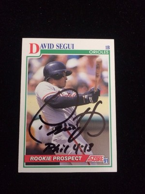 DAVID SEGUI 1991 SCORE ROOKIE Autographed Signed AUTO Baseball Card 362 ...