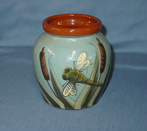 Eldreth Pottery Redware Stoneware Crock Canister Dragonfly Design 2014 ...
