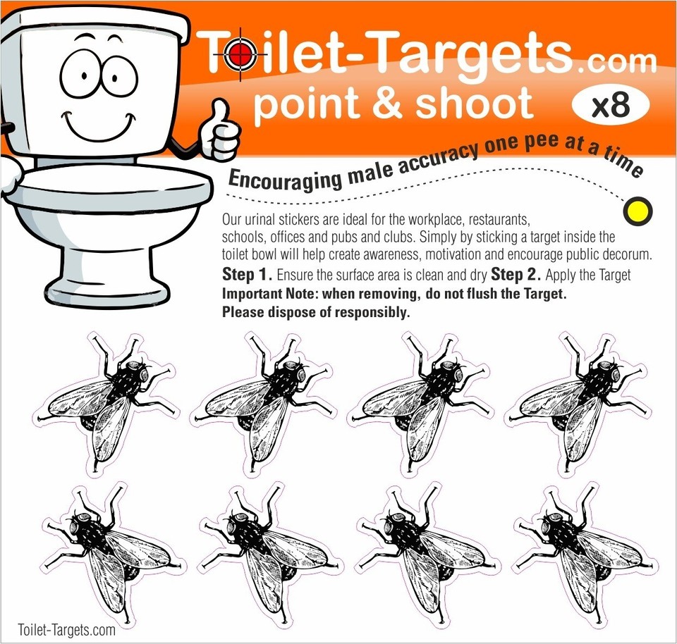 Toilet Target Vinyl Stickers urinal bathroom pub bar training cleaning ...