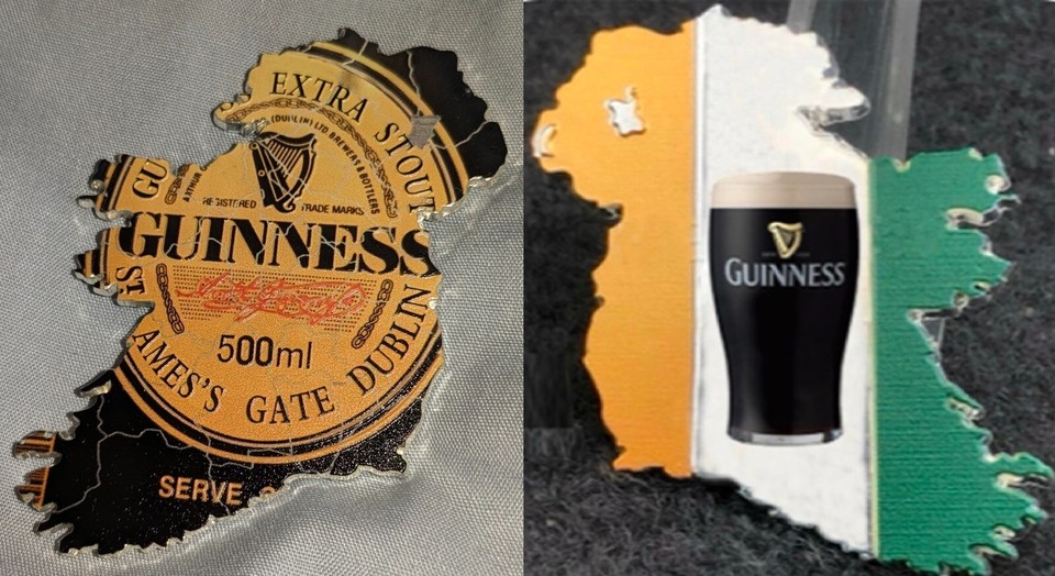 Guinness Gold Silver Ireland Map Flag Coin Bottle Label Dublin Pub Beer ...