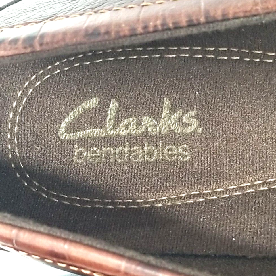 Clarks Bendables Croc Bayou Q Loafers Womens 8M Brown Leather Slip-On ...