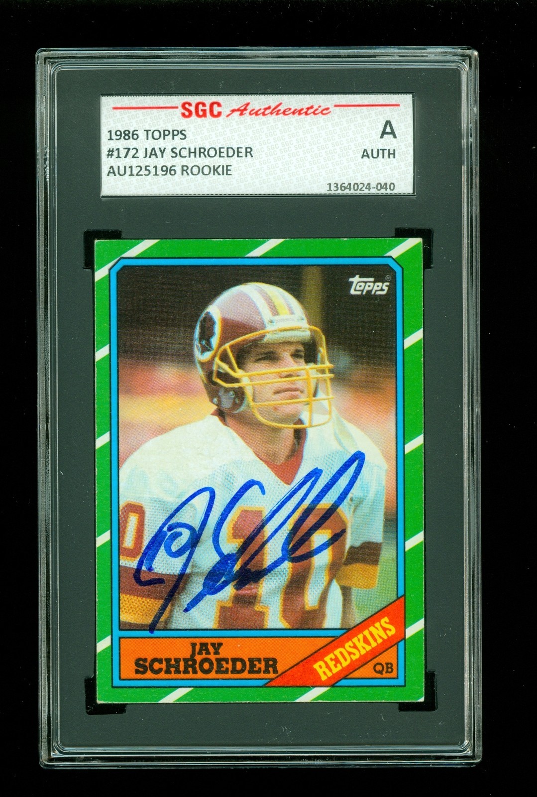 Jay Schroeder Signed 1986 Topps Rookie Card #152 Redskins Autograph SGC ...