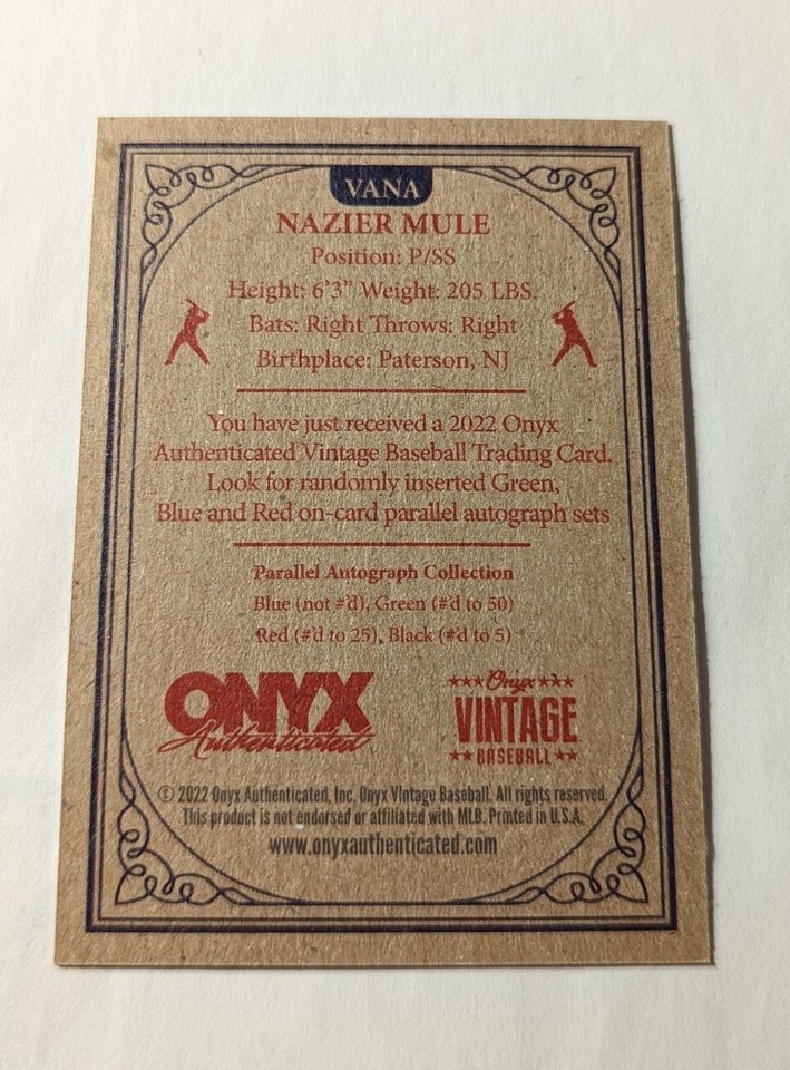 Nazier Mule 2022 Onyx Vintage GREEN INK ON-CARD AUTO #'D /50 Cubs ...