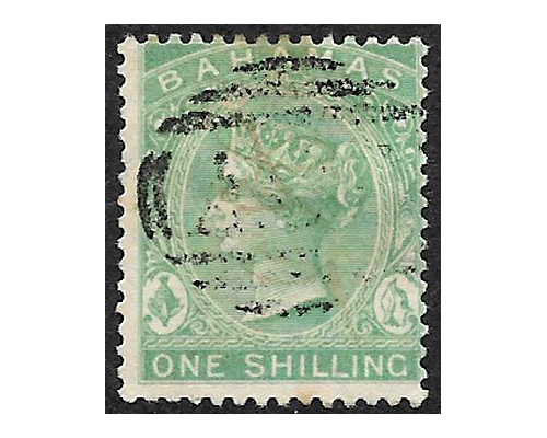 BAHAMAS STAMPS 1882 VICTORIA 1 SHILLING GREEN P.14 wmk. SG.44 used ...