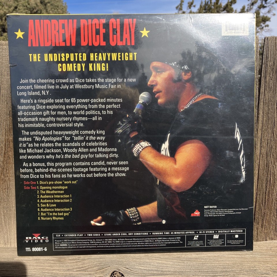 Rare NEW SEALED HTF Andrew Dice Clay NO APOLOGIES Laserdisc Laser Disc ...