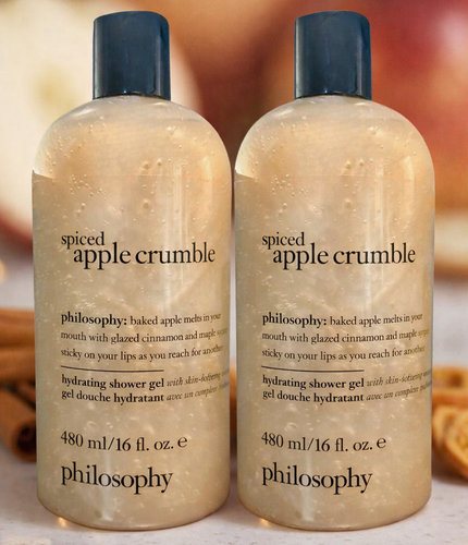 2 Philosophy SPICED APPLE CRUMBLE Hydrating Shower Gel 16 fl oz Lot NEW ...