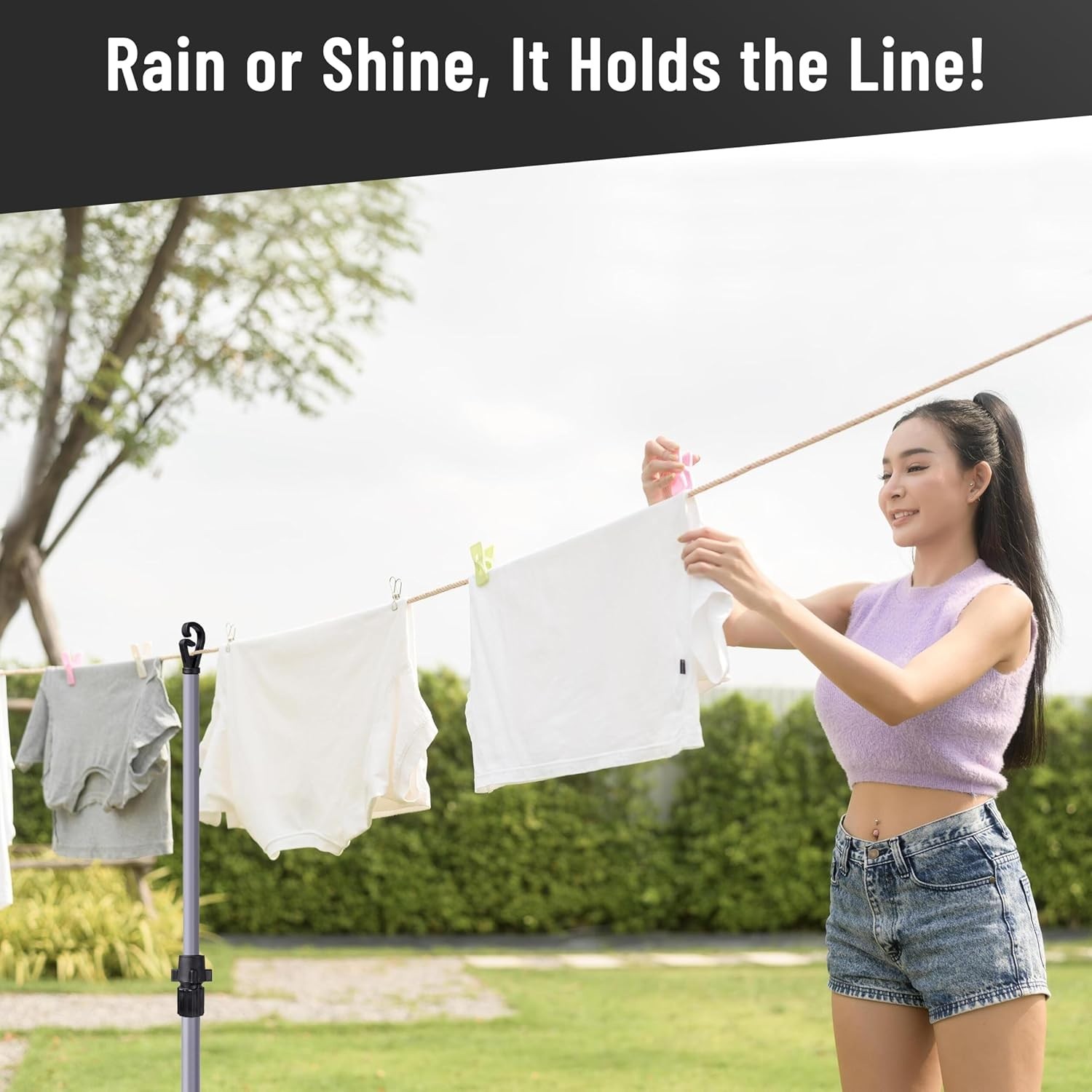 2 x Telescopic Washing Line Props - Heavy Duty Outdoor Extendable ...