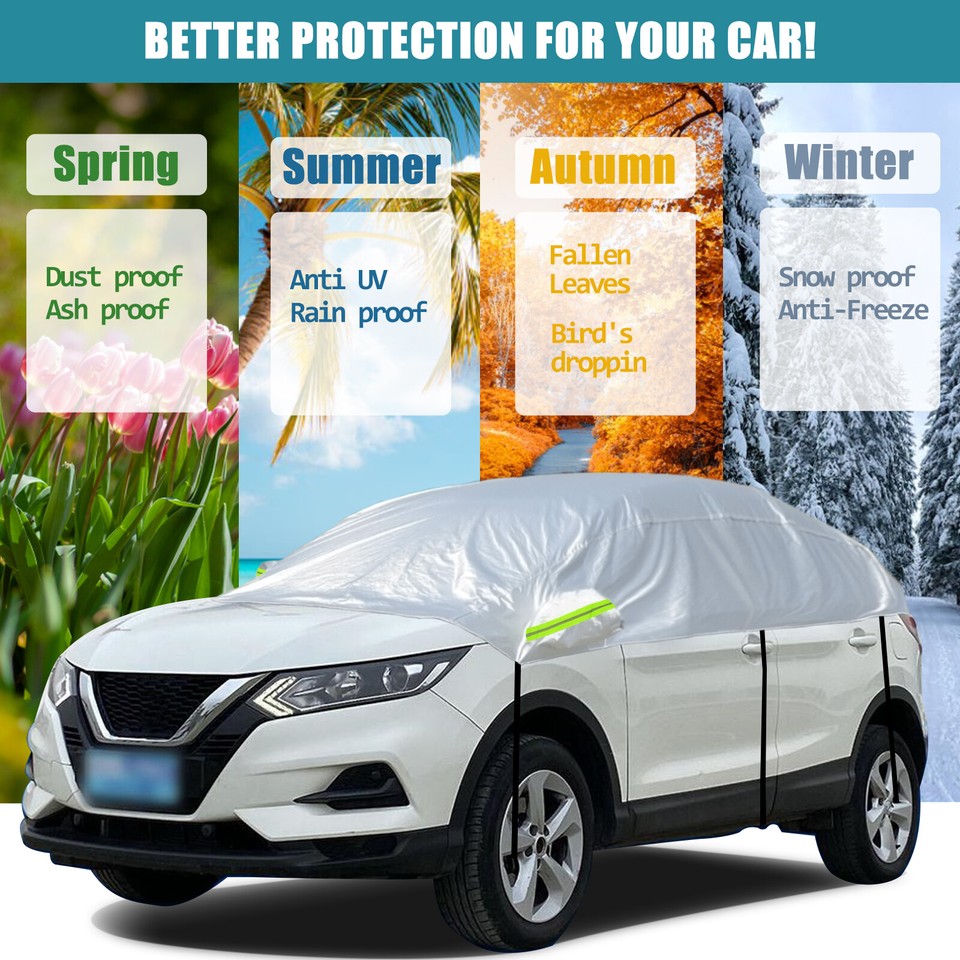 Half Car Cover Top Roof Sun UV Dust Snow Ice Protection Outdoor For ...