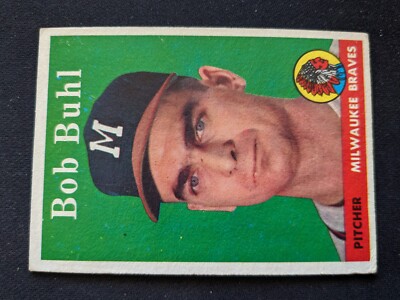 1958 Topps Baseball Card # 176 Bob Buhl - Milwaukee Braves (VG/EX) | eBay