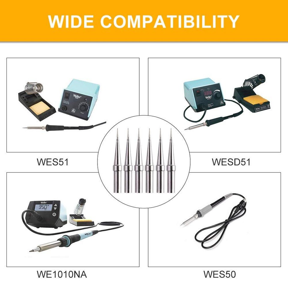 6pcs Tips Weller ET Soldering Iron Tips for WES51/50,WESD51,WE1010NA ...