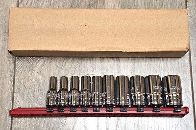 New 10 Piece 1/4" dr 6 Point Mid Length / Semi-Deep Socket Set, SAE 3/ ...