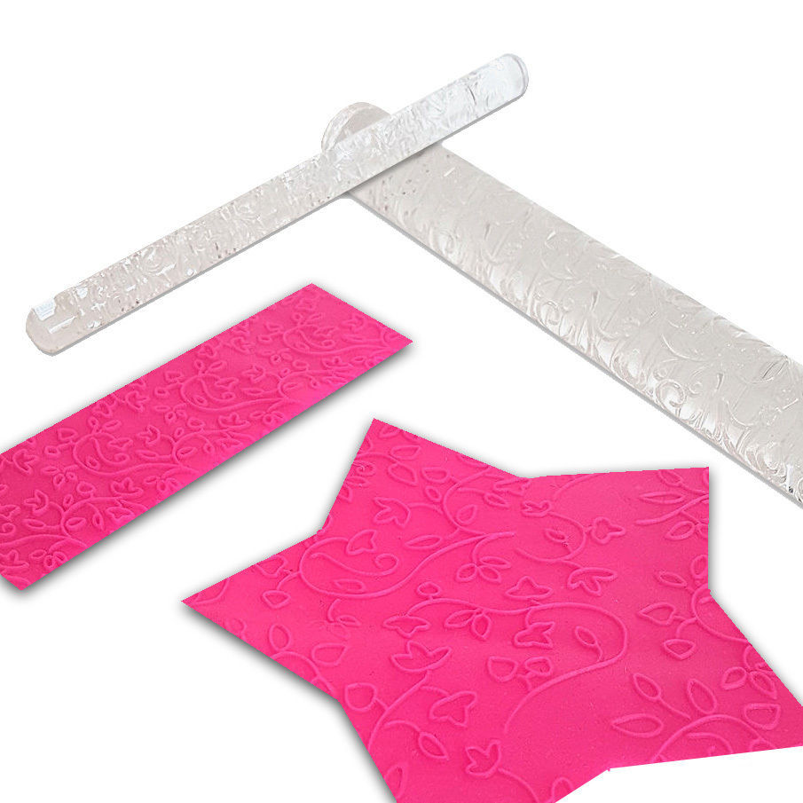 Acrylic Rolling Pin Textured Pattern Embossing Fondant Cake Sugarcraft ...